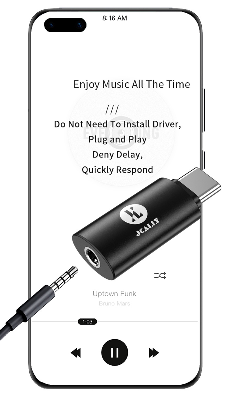 JCALLY JA3 CX31993 Type C to 3.5mm DAC USB C Audio Code Adapter ...