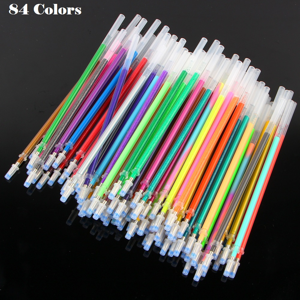 100PCS 0.8MM Multicolour Ballpoint Gel Pens Refill Set Colorful ...