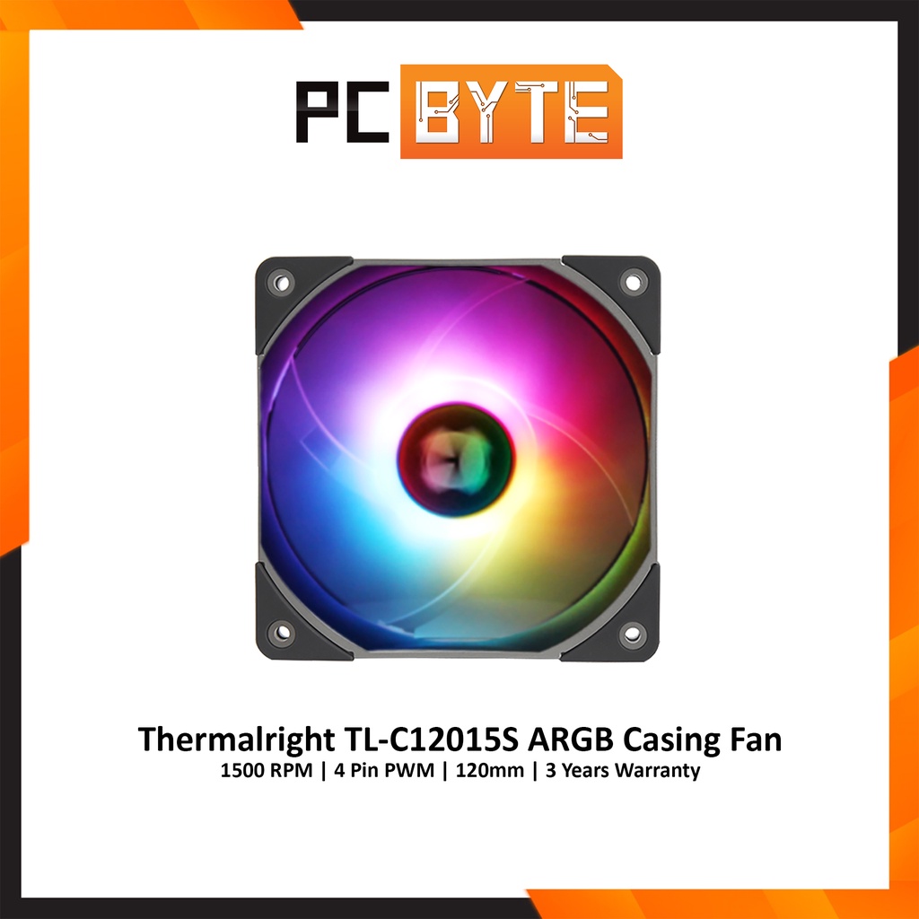 Thermalright TL-C12015S - ARGB Casing Fan (120mm / 4-Pin PWM / 1500 RPM / Grey Frame) | Shopee ...