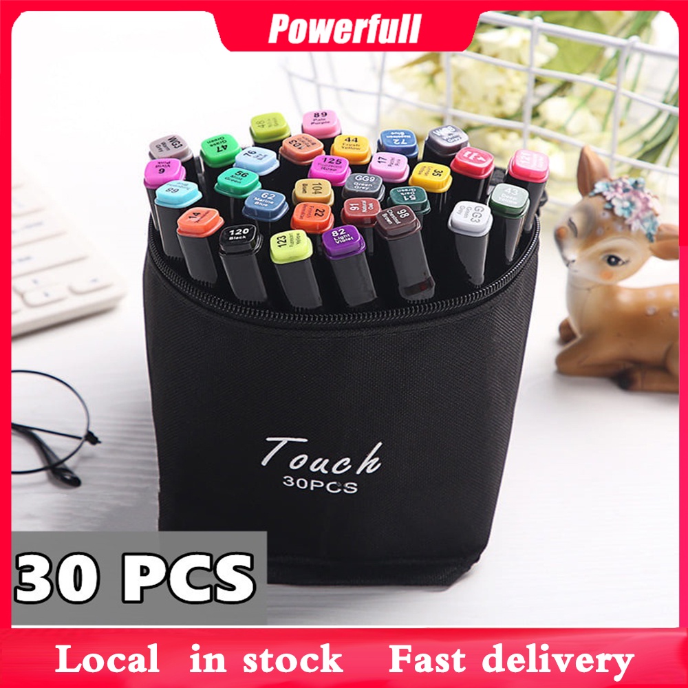 60pcs Touch Colours Graphic Art Twin Tip Marker Pen Set Color Dual Head ...