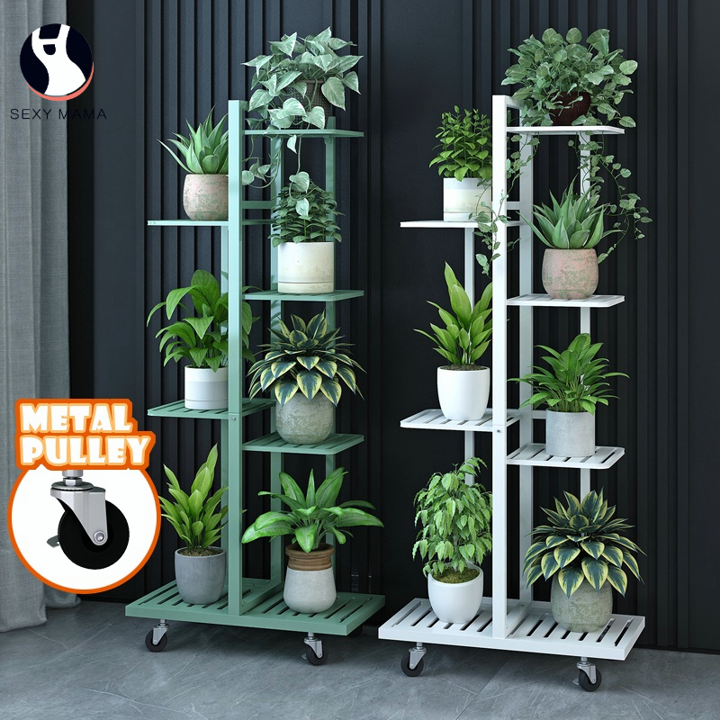 in stock plant rack with pulley indoor multi-layer wrought iron flower ...