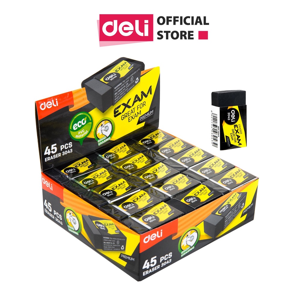 2B Deli Eraser, 40×22×12mm, Black - 1 tablet - E3043 | Shopee Singapore