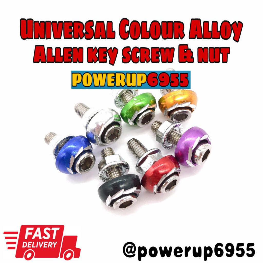 Universal Colour Color Washer Alloy Allen Key Screw Nut Number Plate ...