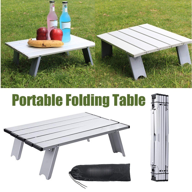 Folding Beach Table Aluminum Portable Camping Table Ultralight, Black ...