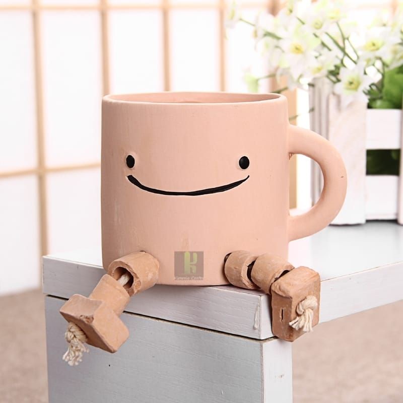 Kimmie Crafts 卡通笑脸杯子造型红陶盆/Terracotta cartoon pot1pc RM12,2 for RM20 ...