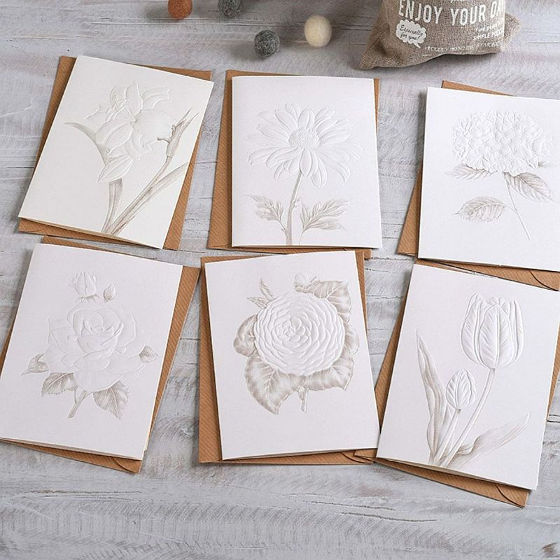 [GC 09] Greeting Card | Gift Card | Plain Embossed Flower Card | Shopee ...