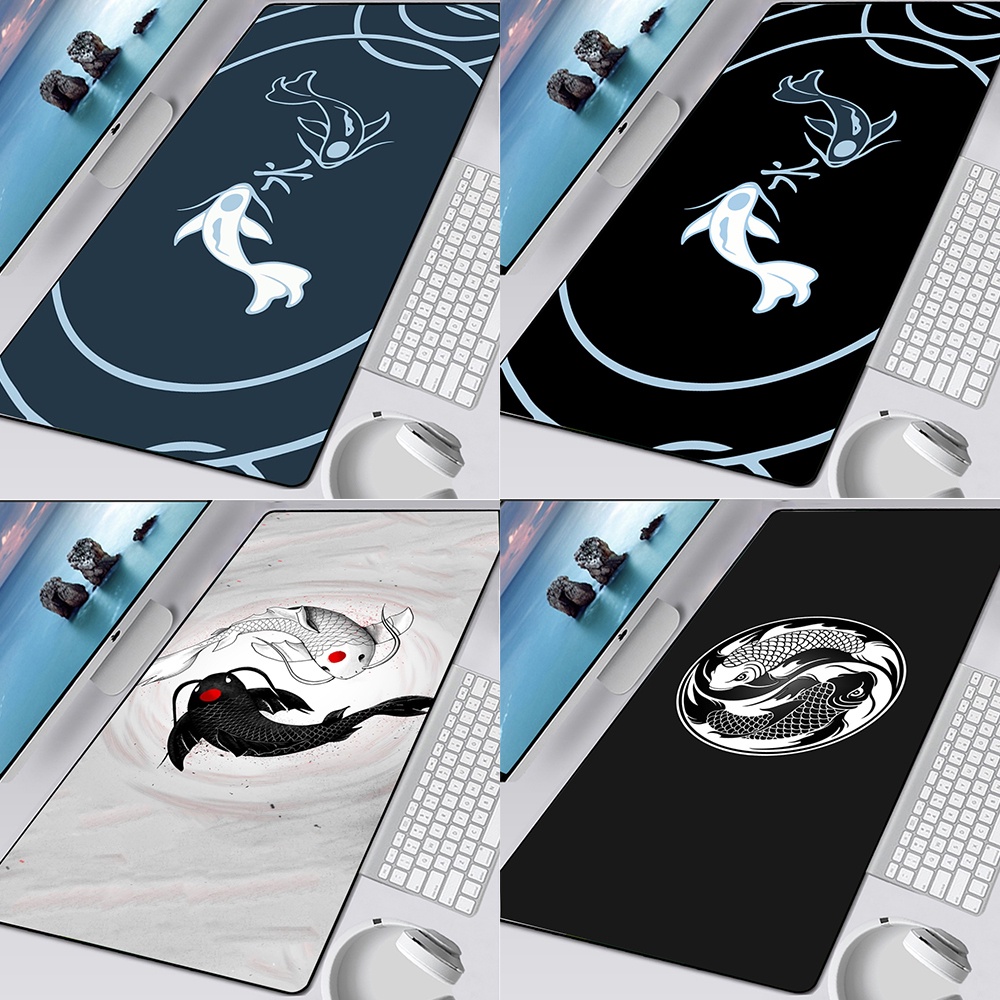 Desk Pad Chinese Style Koi fish Xxl Mouse Pad Large Black Mousepads ...