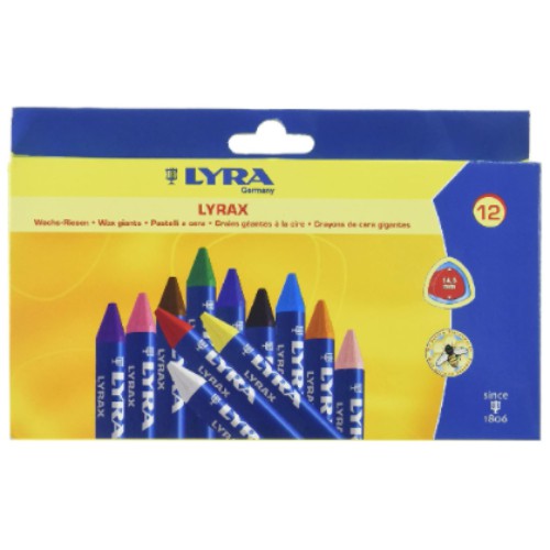Lyra Lyrax Colored Wax Giant Crayons 14.5mm 12colors/box | Shopee Singapore
