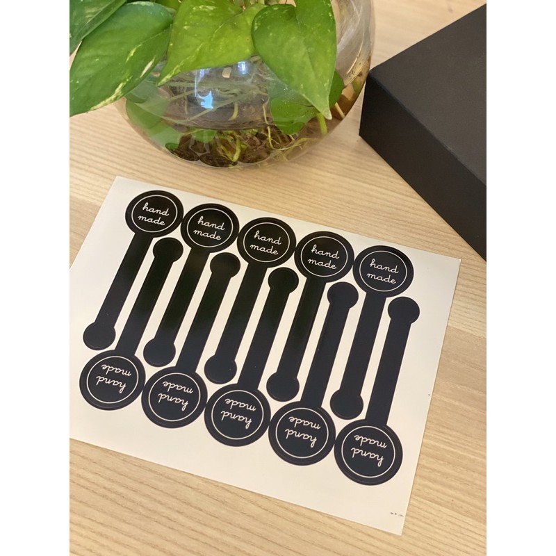 HAND MADE Label sticker | box packaging labels Stickers | Black sticker ...