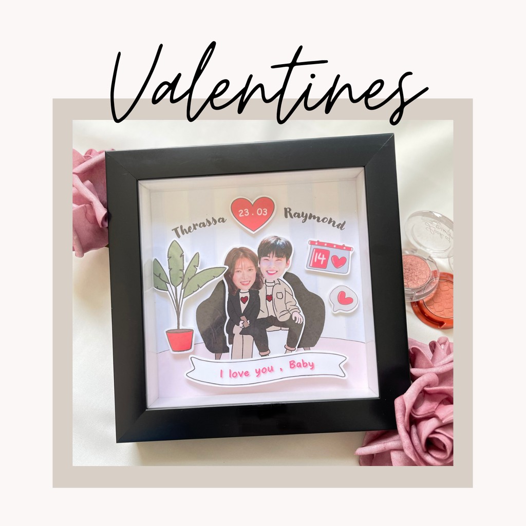 Customised / Personalised Gift : 3D Photo Frame for Couples celebrating ...