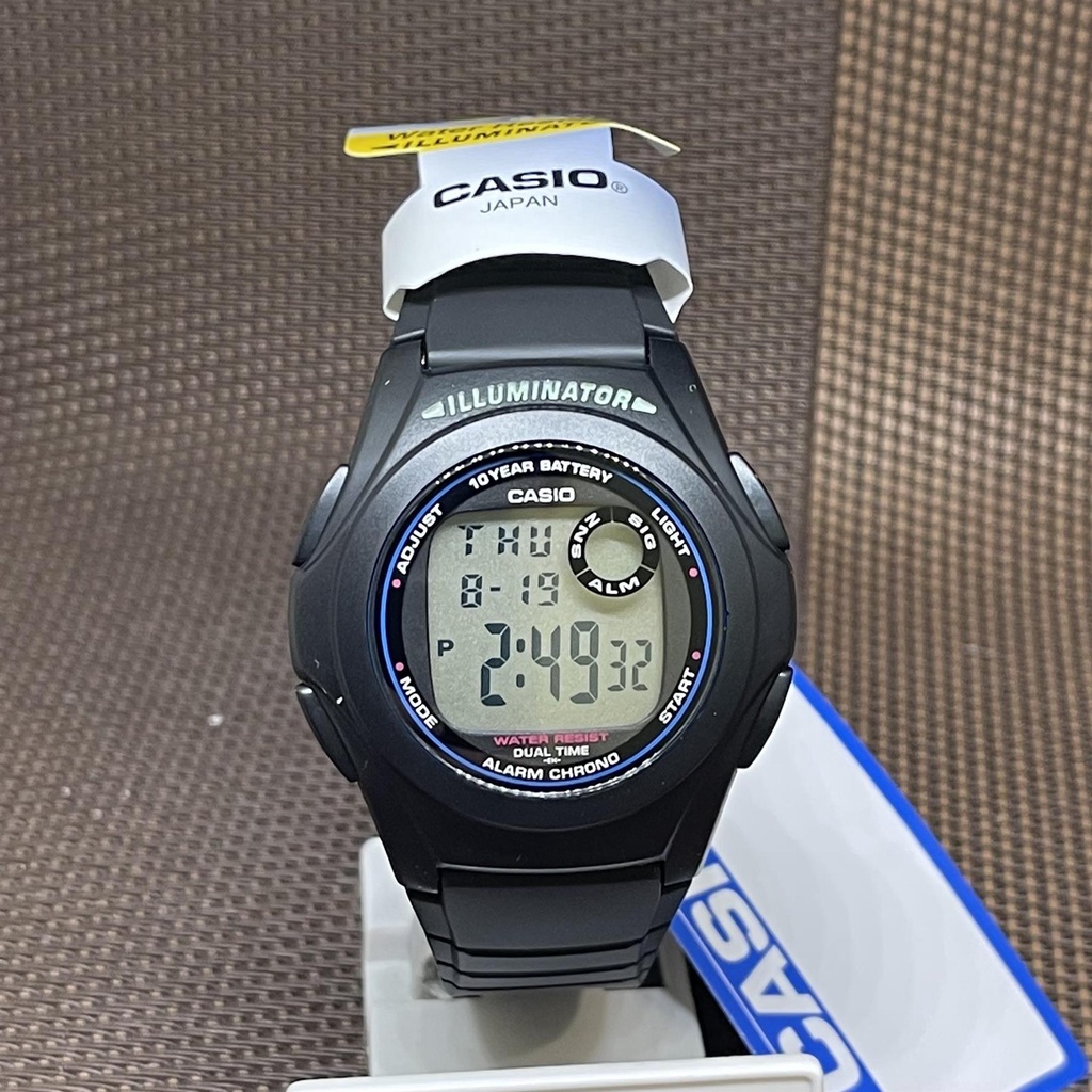 Casio F-200W-1A Digital Dual Time Round Face Black Resin Sport Watch ...