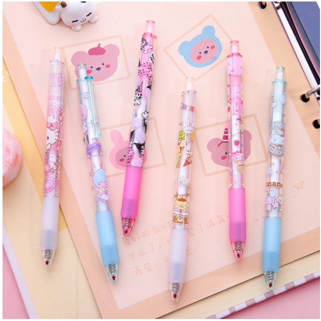 6pcs Cute Press Gel Pens Black 0.5mm SanrioTwins Star Pudding Dog Pen ...