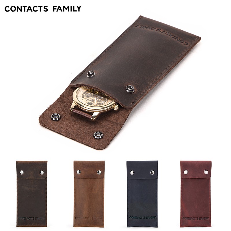 CONTACTS Handmade Vintage Genuine Leather Watch Collection Bag Travel ...