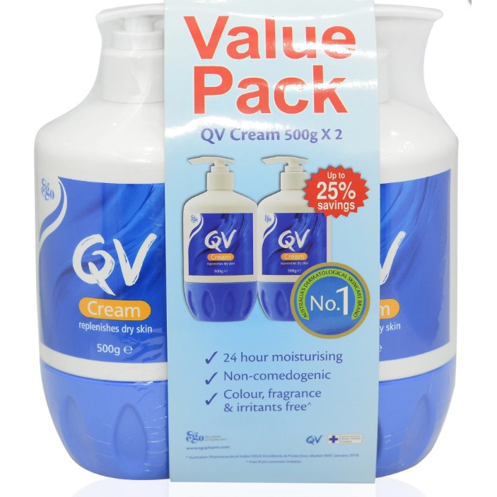 EGO QV Cream 500gm x 2 (Twin Pack) + FREE QV Cream 50g (While Stocks ...