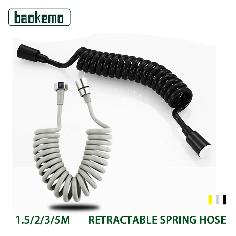 Retractable spring hose 1.5M 2M 3M water inlet hose black/grey | Shopee ...