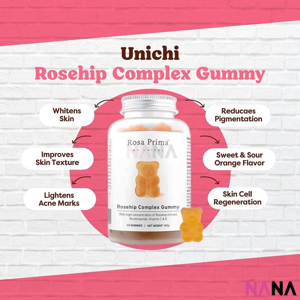 Unichi Teddi Lab Rose Collagen Gummy Bear 60 Gummies (Rose Collagen ...