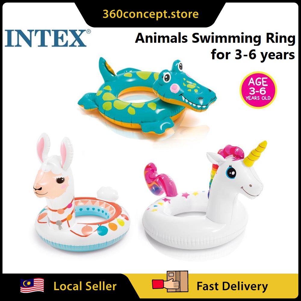 INTEX Inflatable Float Cute Unicorn Animals Swimming Ring 58221 for ...