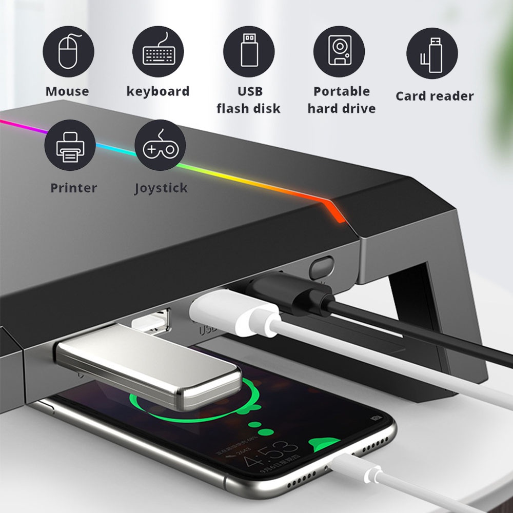 【SG】Monitor Stand with USB Port Phone Holder Foldable Desktop Monitor ...