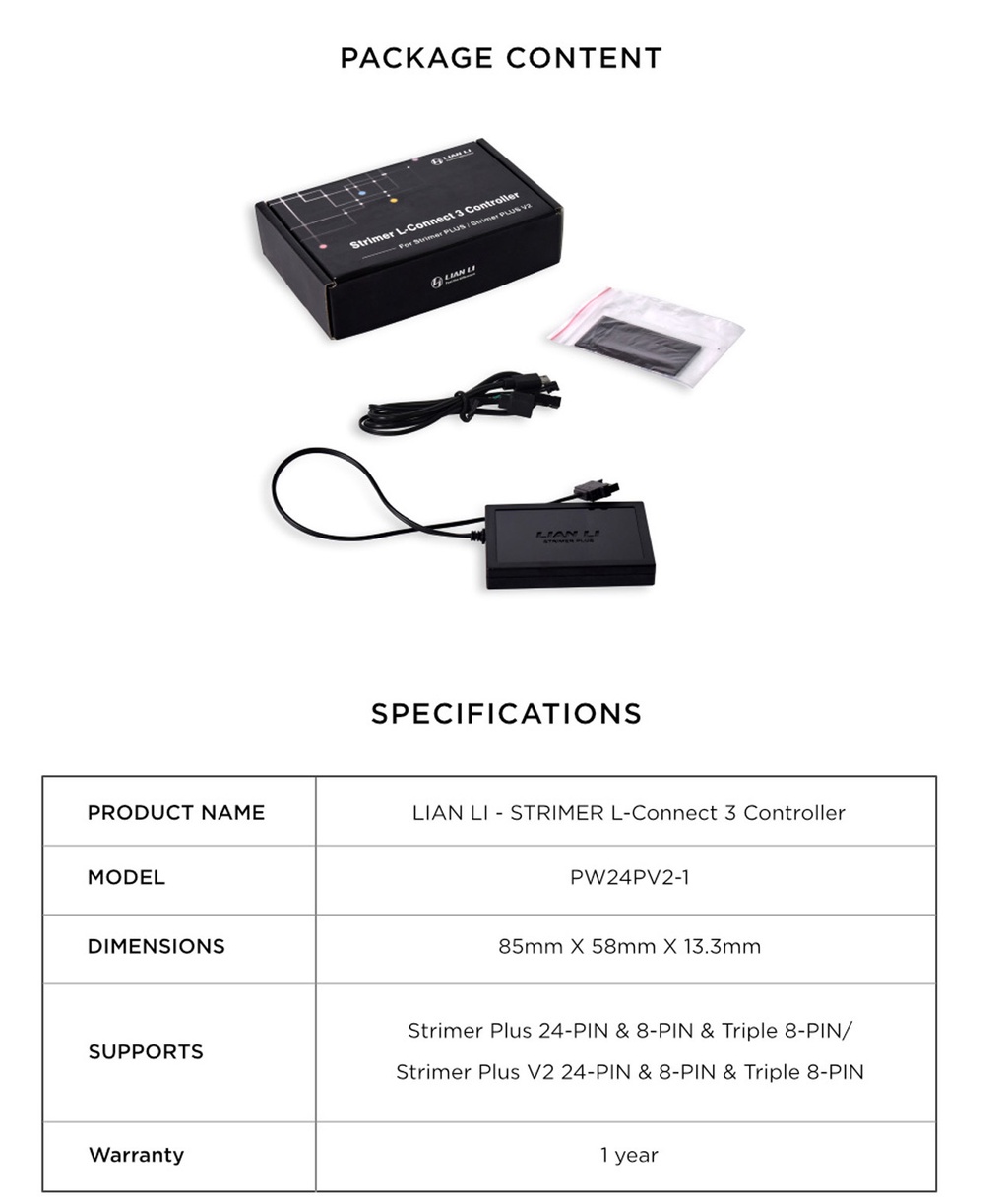 Lian Li Strimer L-Connect 3 ARGB Controller Li Lian Adressable RGB ...