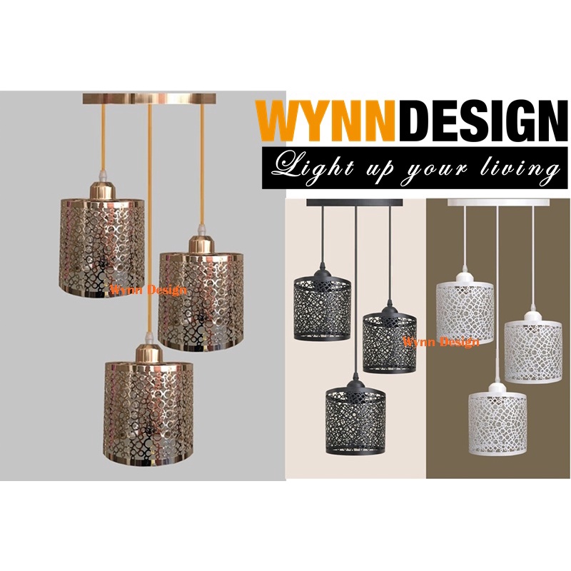 Set with LED Bulb x 3 Wynn Design 3 in 1 Ceiling Light Round Based ...