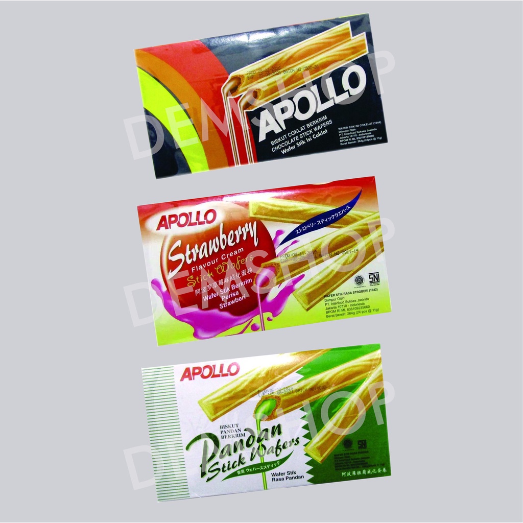 APOLLO STICK WAFER CHOCOLATE / CHOCOLATE / STRAWBERRY / PANDAN WAFER STICK CONTENTS 24 PCS ...