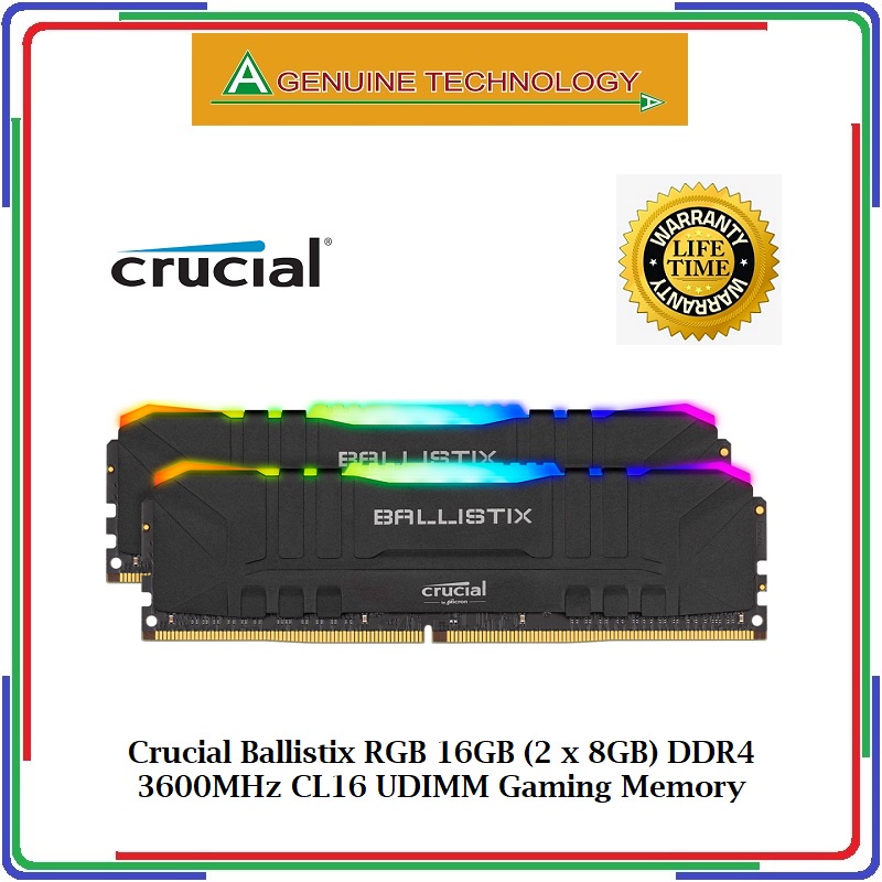 Crucial Ballistix RGB 16GB (2 x 8GB) DDR4 3600MHz CL16 DIMM Desktop ...