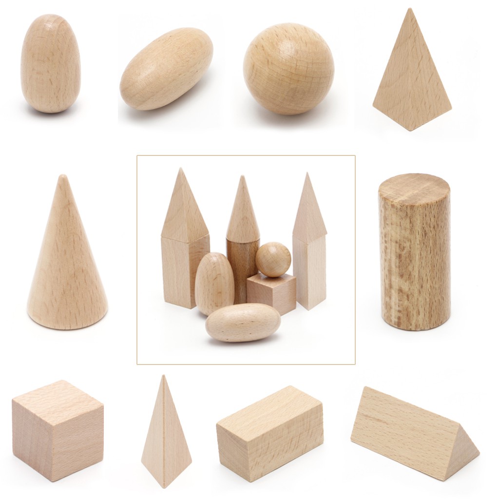 Wooden Geometric Solids 3D Shapes Learning Resources School | Shopee ...