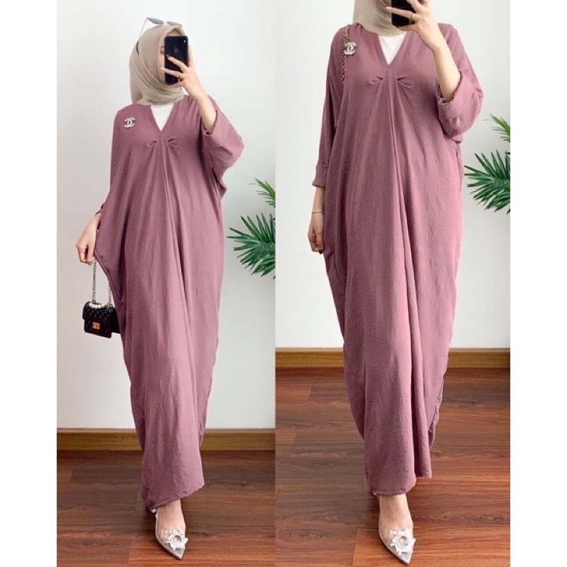Kaftan Crinkle Airflow Premium Dress Kaftan Lebaran | Shopee Singapore