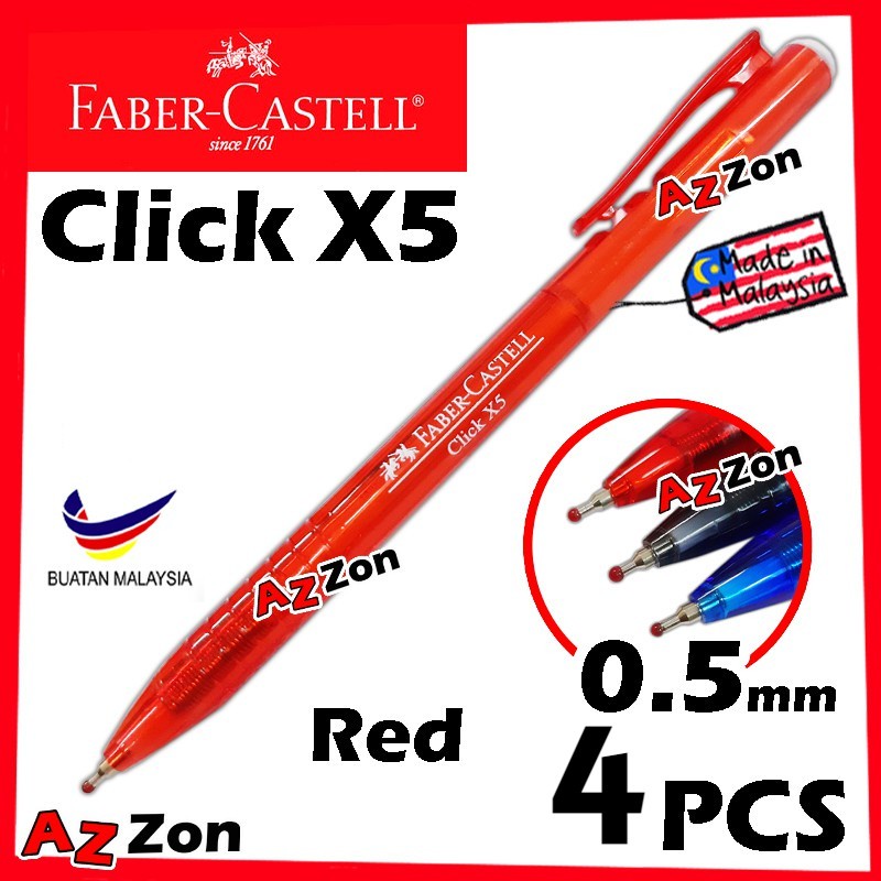 Faber Castell Click X5 X7 Ball Pen 0.5mm 0.7mm Needle Point Retractable ...
