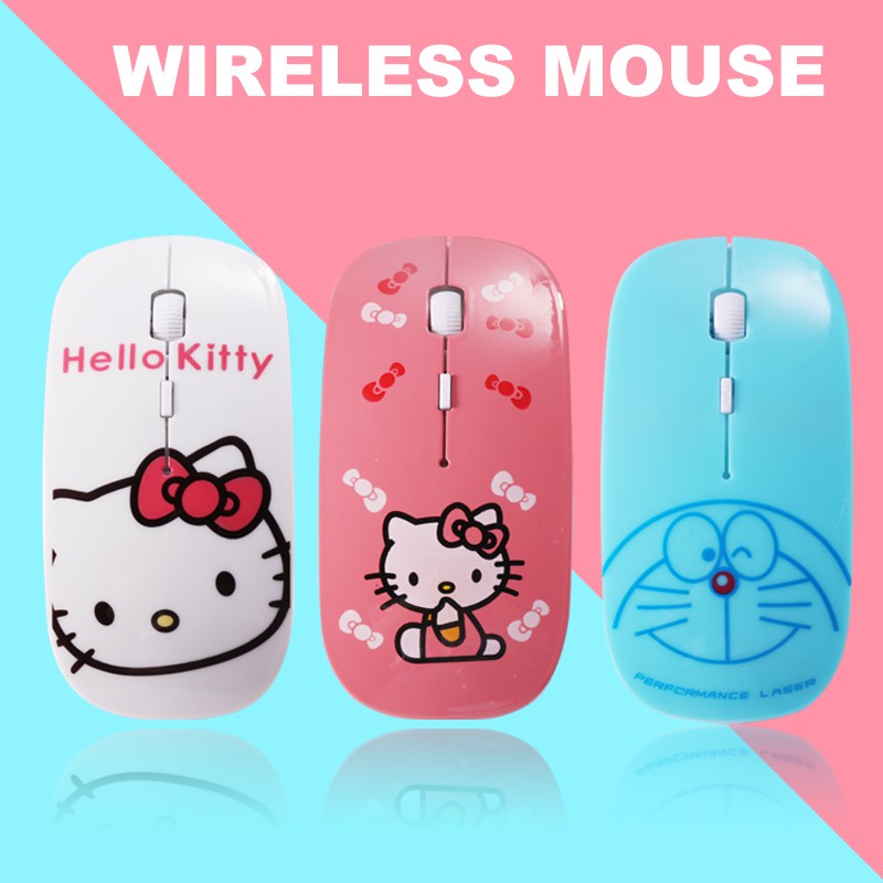 Cute Hello Kitty Wireless Mouse 2.4G Cordless Silent Mice for Girls ...