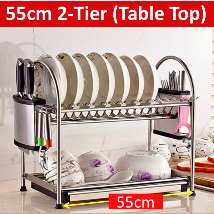 【SG Local Stock】Stainless Steel Dish Rack 304 with Drying Drainer Knife ...
