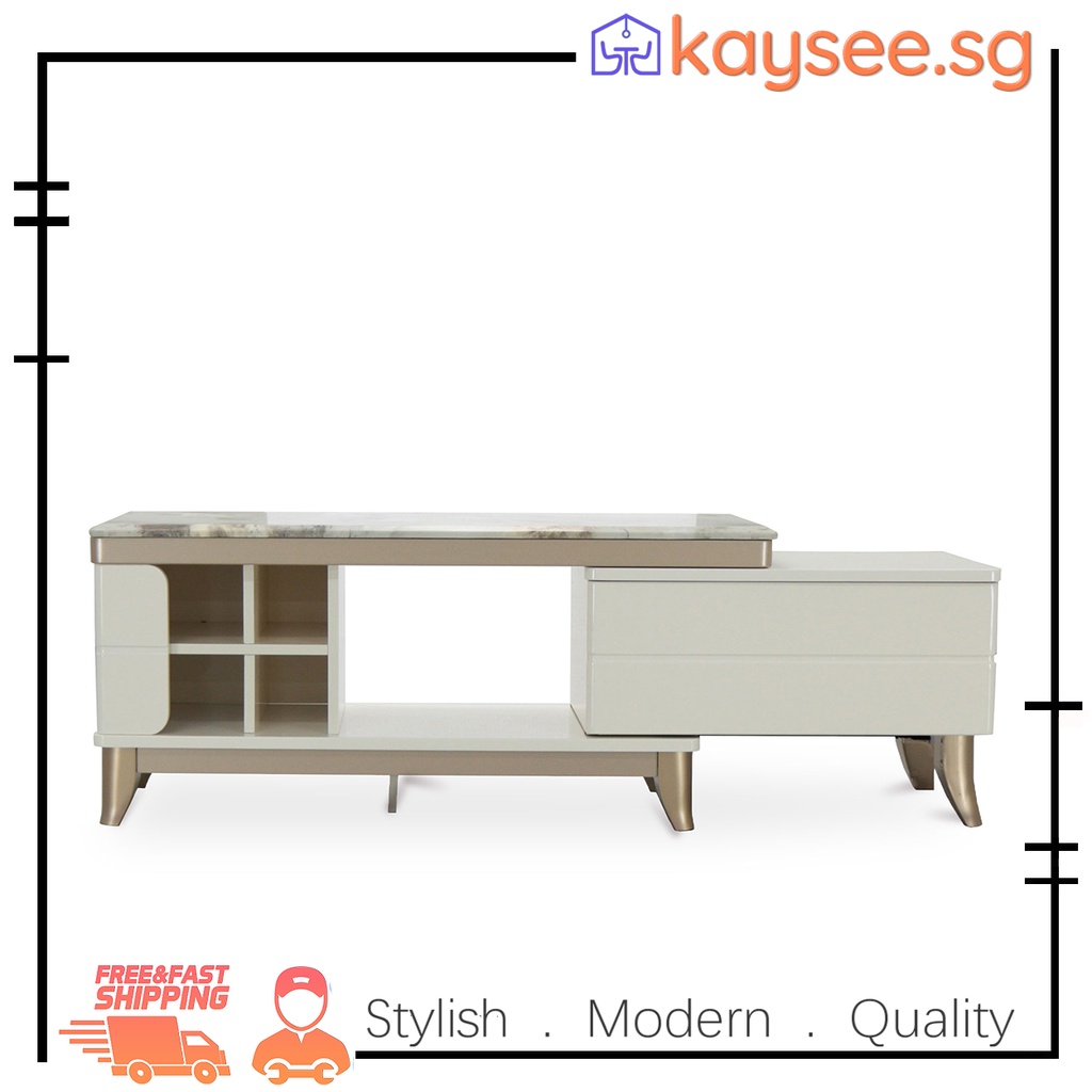 kaysee|kaysee|Soledada Faux Marble Top TV Console with Extendable ...
