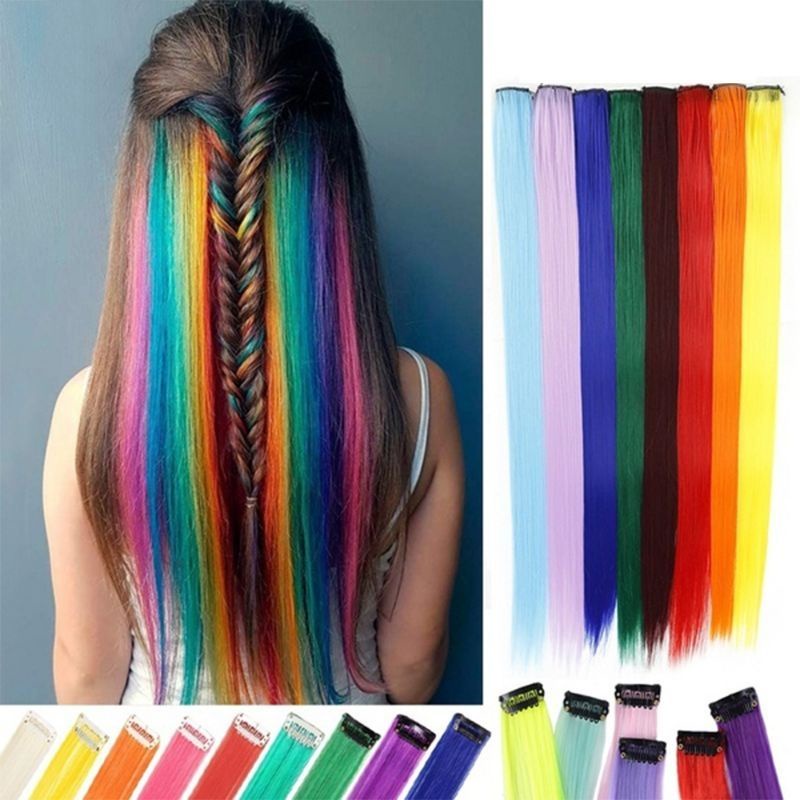 Hairclip Highlight Wig/Hair Clip On Extention Ombre Colorful/Hairpiece ...