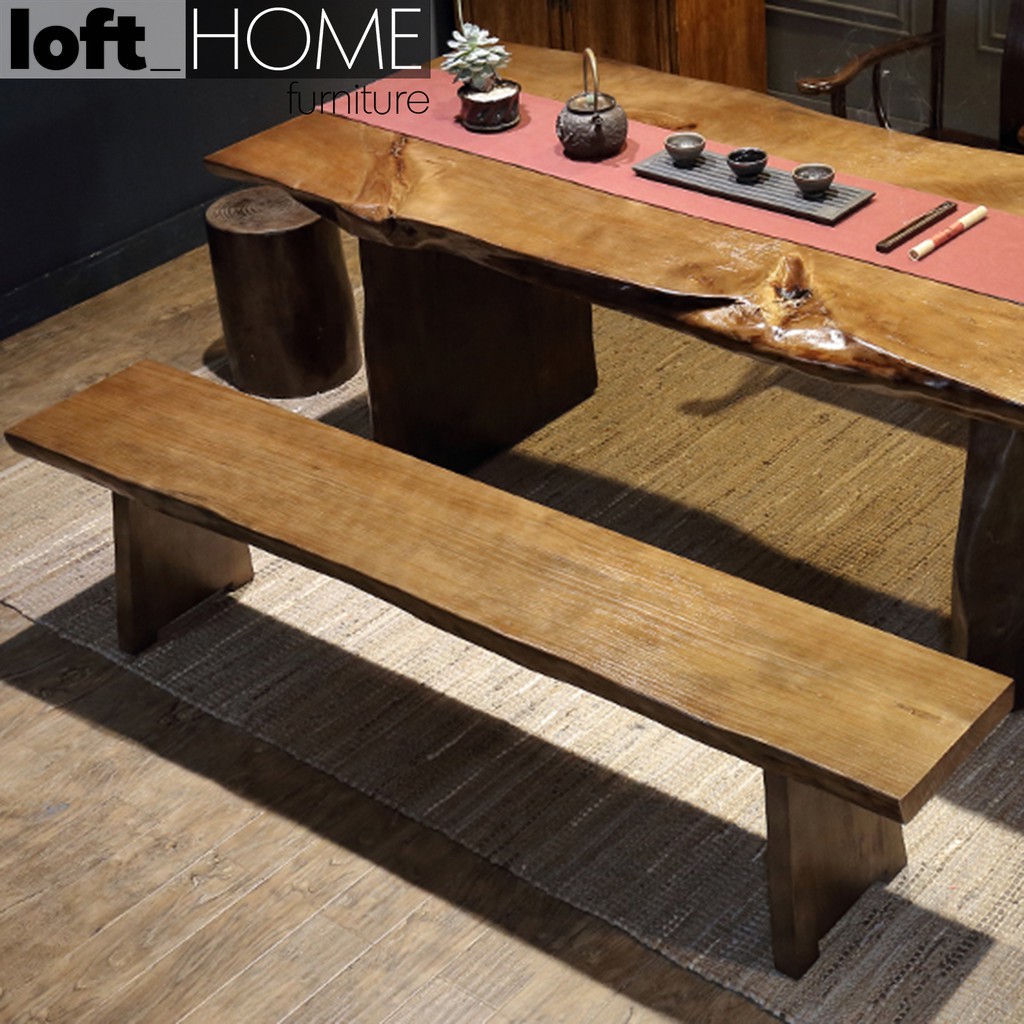 Loft Home Rustic Pine Wood Live Edge Dining Bench WHOLE SOLID WOOD | Shopee Singapore