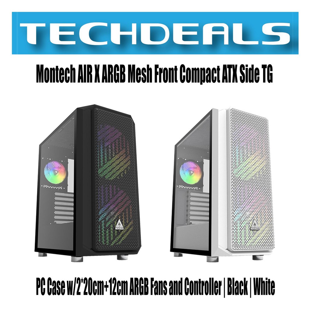 Montech AIR X ARGB Mesh Front Compact ATX Side Tempered Glass PC Case w ...