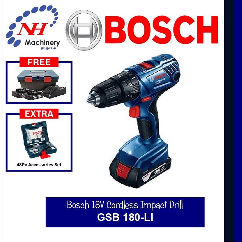 Bosch GSB 180-LI - 18V Cordless Impact Drill (41Pcs Accessories Set ...