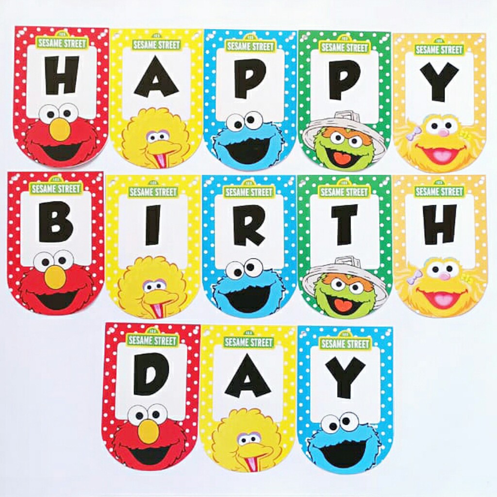 Sesame STREET SESAME STREET Character happy birthday Banner flag ...