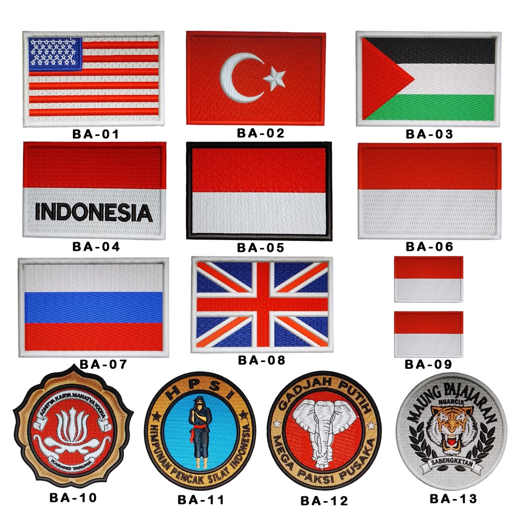 PUTIH Embroidery/custom Embroidery Patches/American Flags/Indonesian ...