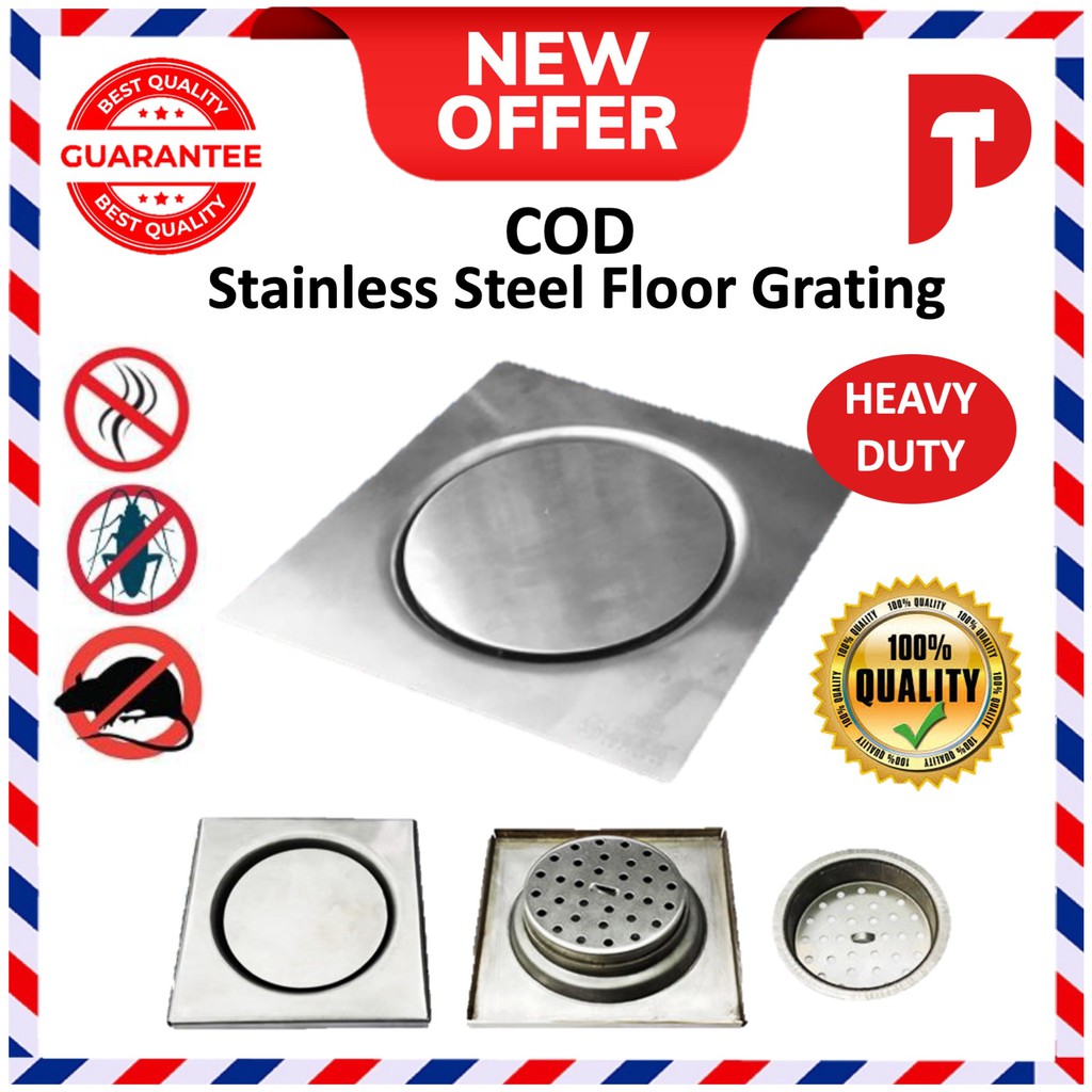 Bathroom Heavy Duty 6” Floor Trap Stainless Steel Cover Grating Heavy ...