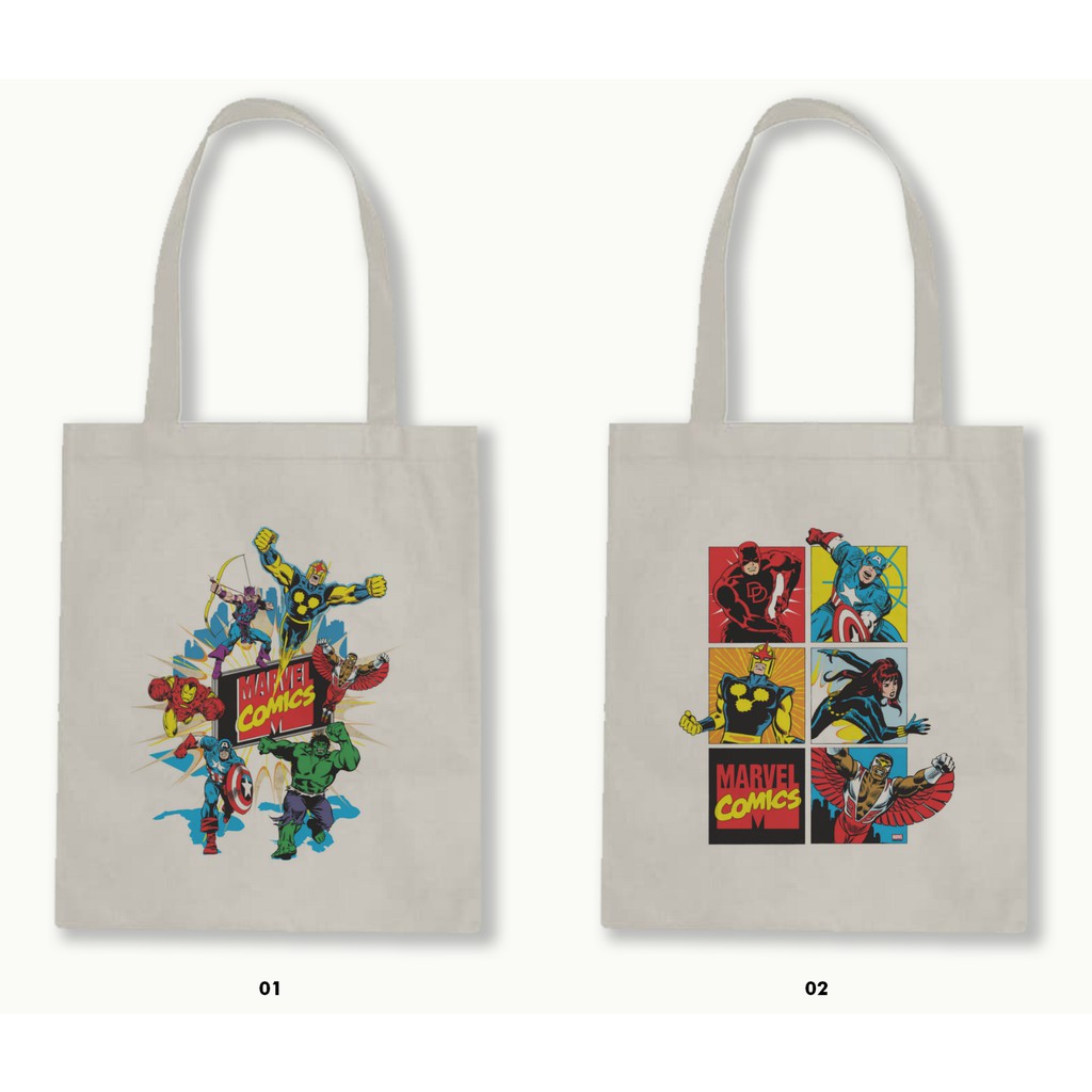 Canvas/Blacu Zipper Tote Bag -Marvel (-Comics-Captain America-Iron Man ...