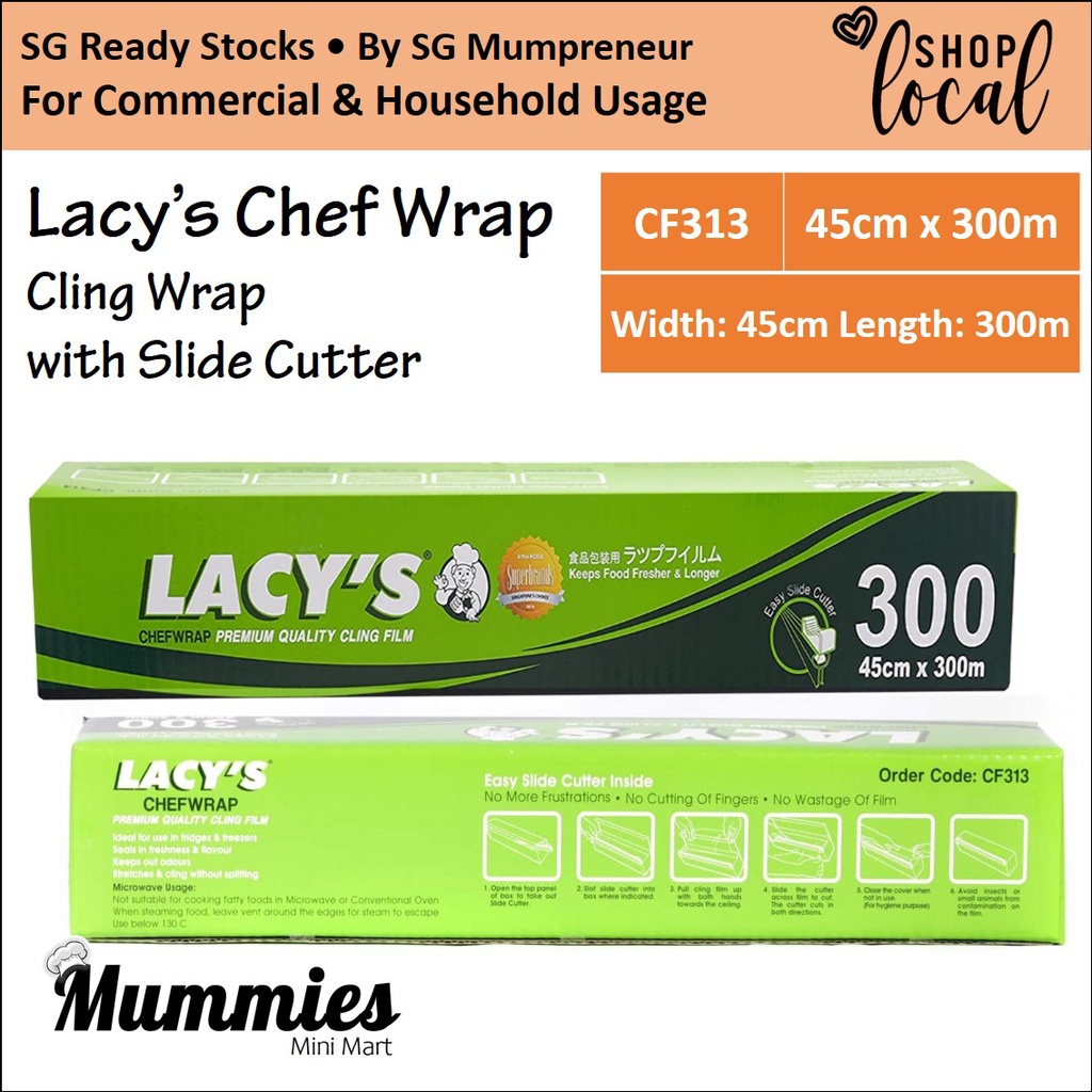 [SG STOCK] Lacy's Cling Wrap w Slide Cutter | Chef Wrap | Kitchen Food ...