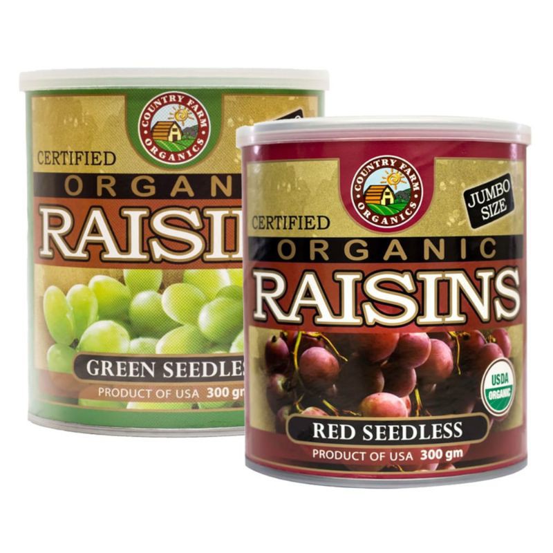 COUNTRY FARM ORGANIC JUMBO SEEDLESS RED RAISIN/GREEN RAISINS 300GM ...