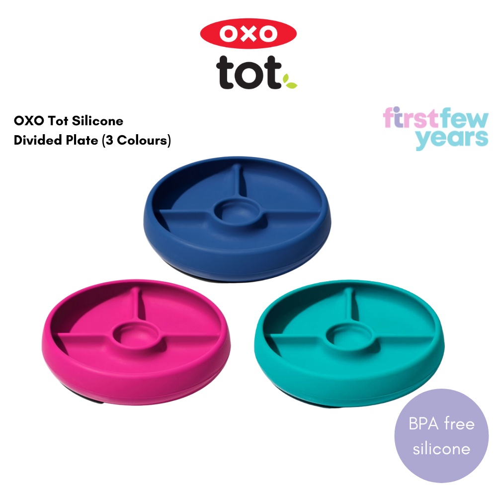 OXO TOT Silicone Divided Plate (3 Colours) | Shopee Singapore