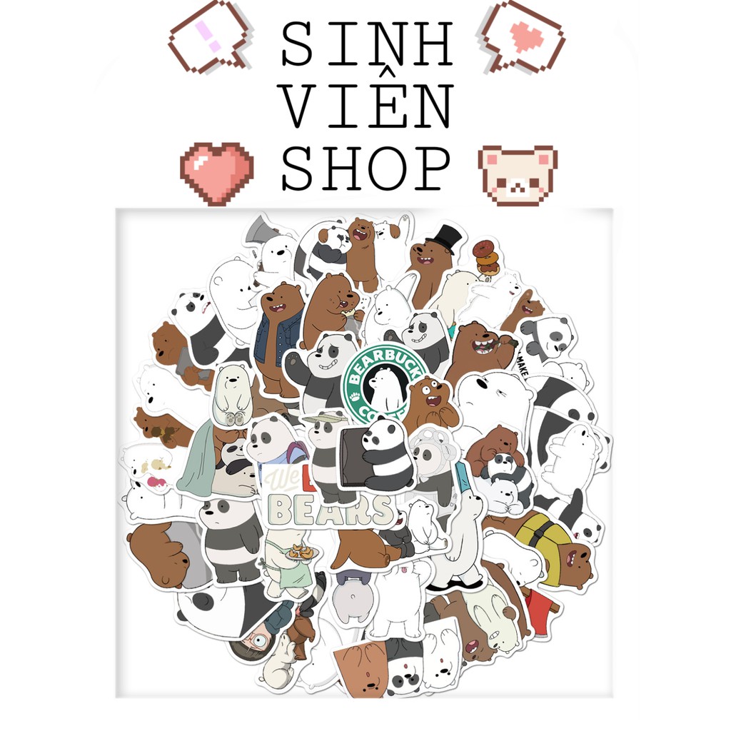 50 Cartoon Stickers We Bare Bears 3 Cute Bears CNN Stickers | Shopee ...