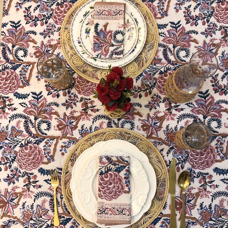 Hand Block Printed Agripina Table Cloth Handblock 6 8 and 12 seater 100 ...