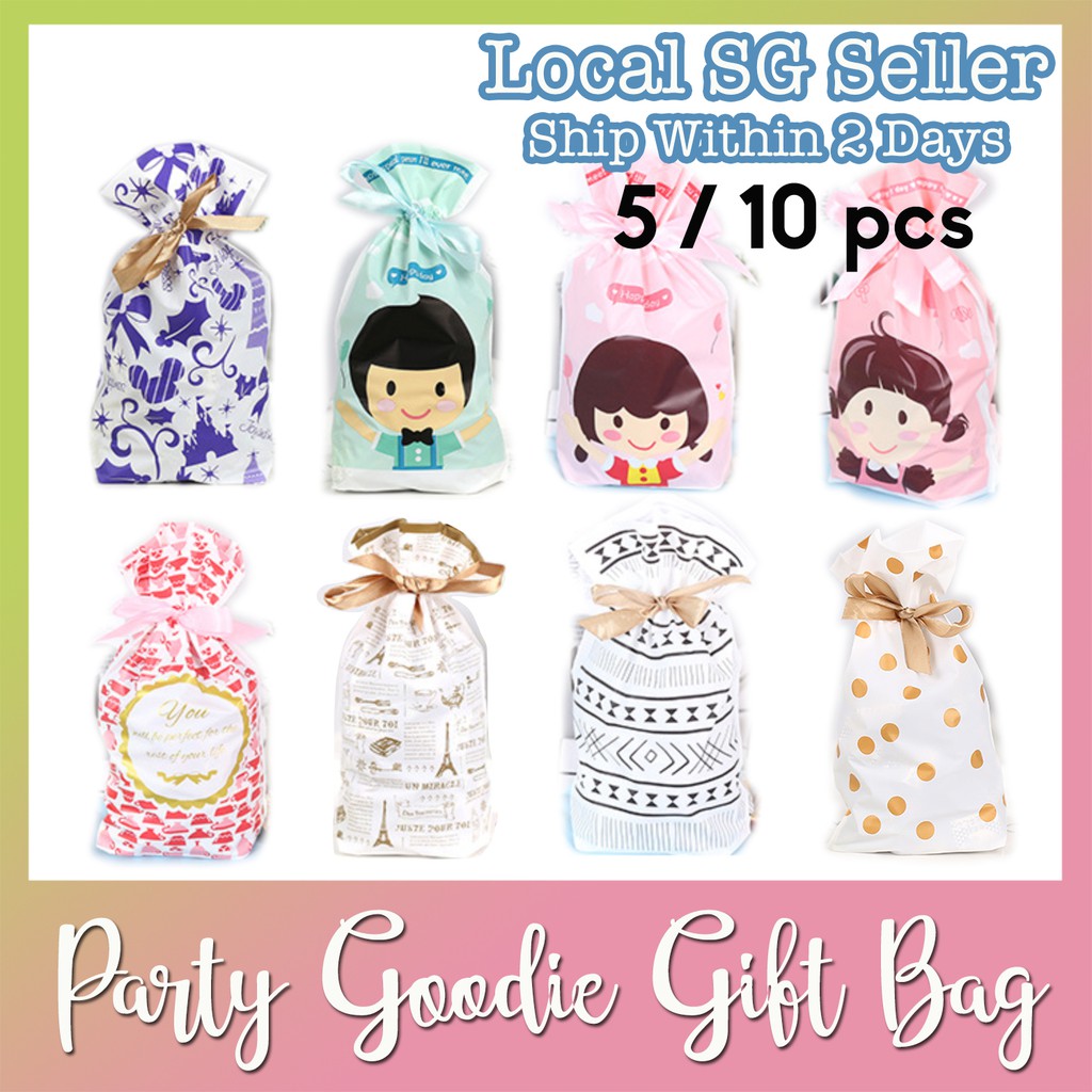 10/20pcs Cute Goodie Bags Party Gift Packaging Cartoon Plastic Self Tie ...