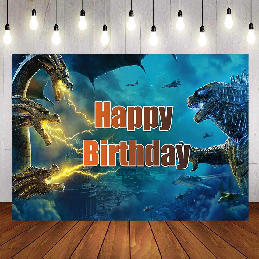 Godzilla VS King Ghidora Birthday Backdrop For Photography Baby Shower ...