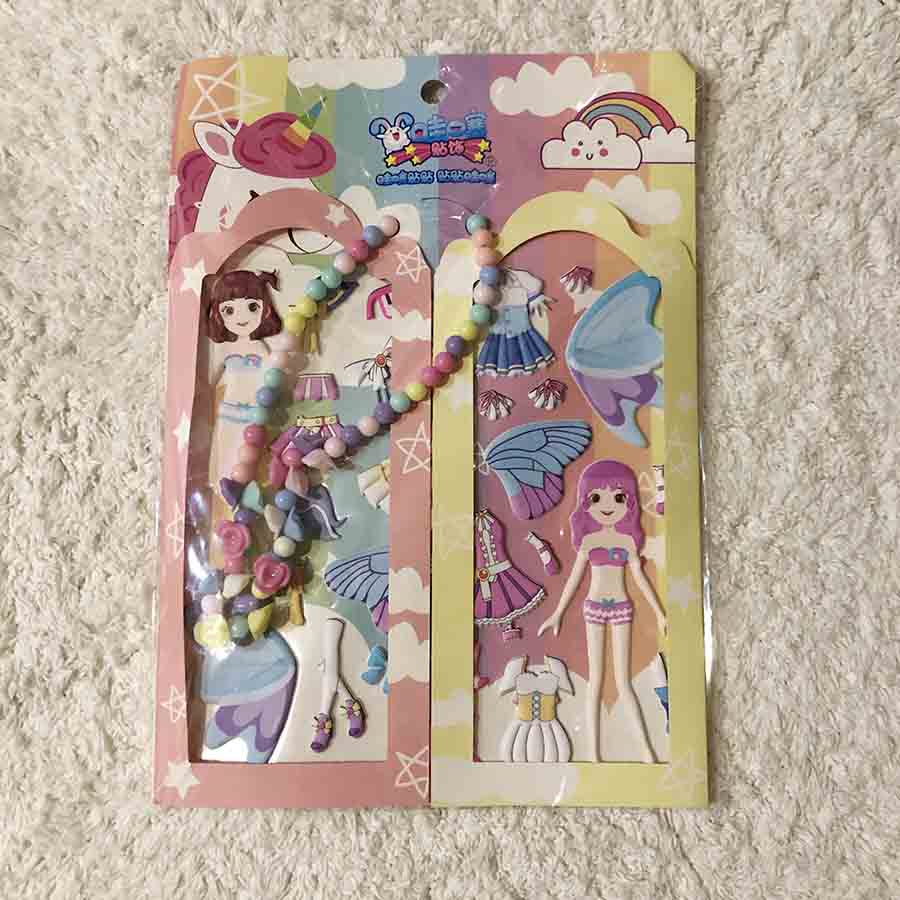 CHILDREN NECKLACE + STICKER SET CUTIE/ LOVELY / PRINCESS GIRLS PEARL ...