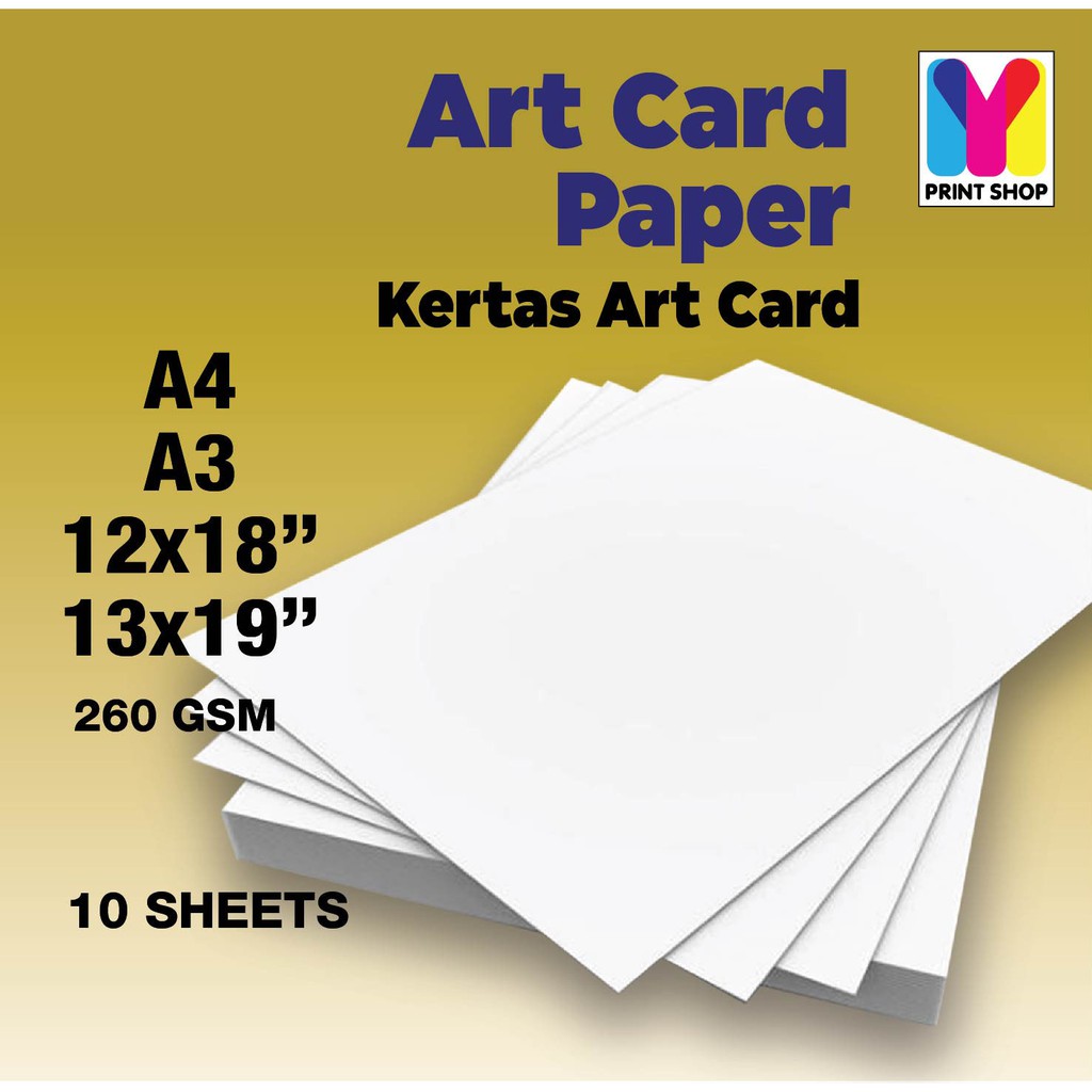 Art Card 260 gsm 100pcs A4 A3 A3+ Gloss Coated Book Cover Name Tag Box ...