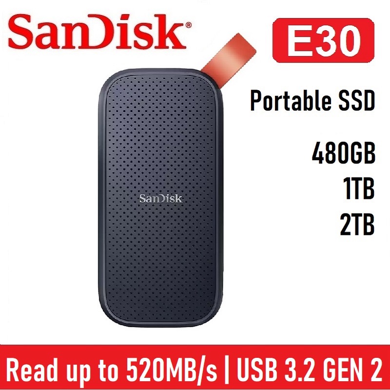 SanDisk E30 Portable SSD 480GB 1TB 2TB USB 3.2 GEN 2 Solid State Drive Storage SDSSDE30 | Shopee ...